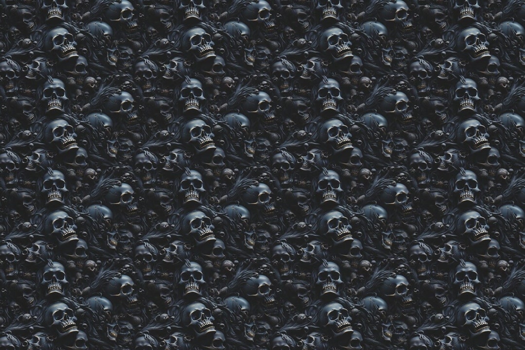 Black Skulls Gift Wrapping Paper Unique Design With Distinct Shapes ...