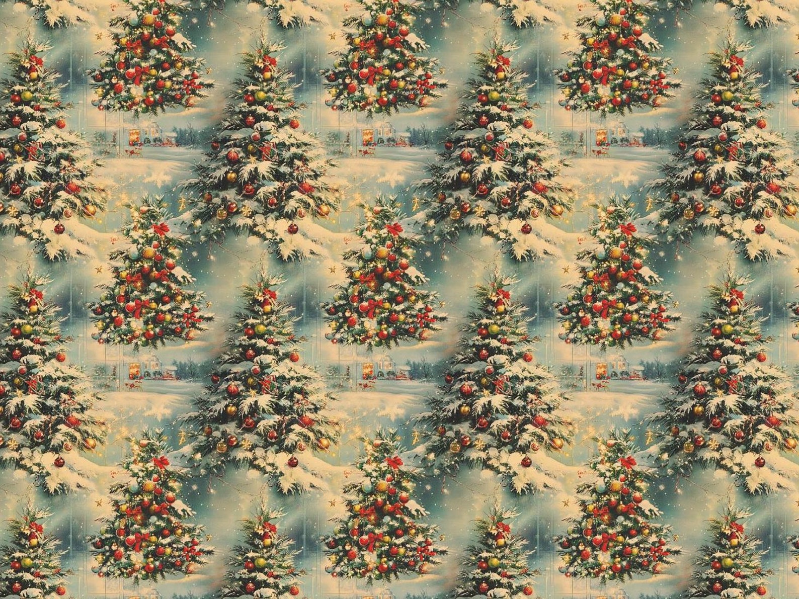 Vintage Christmas Wrapping Paper 1950s Holiday Gift Wrap Festive ...