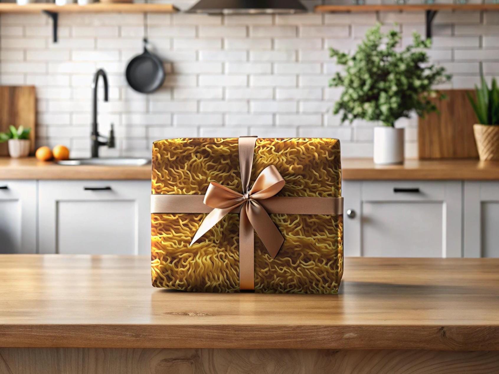 Yellow Noodles Gift Wrap: Fun Foodie, Ramen Noodle Wrapping Paper - Etsy