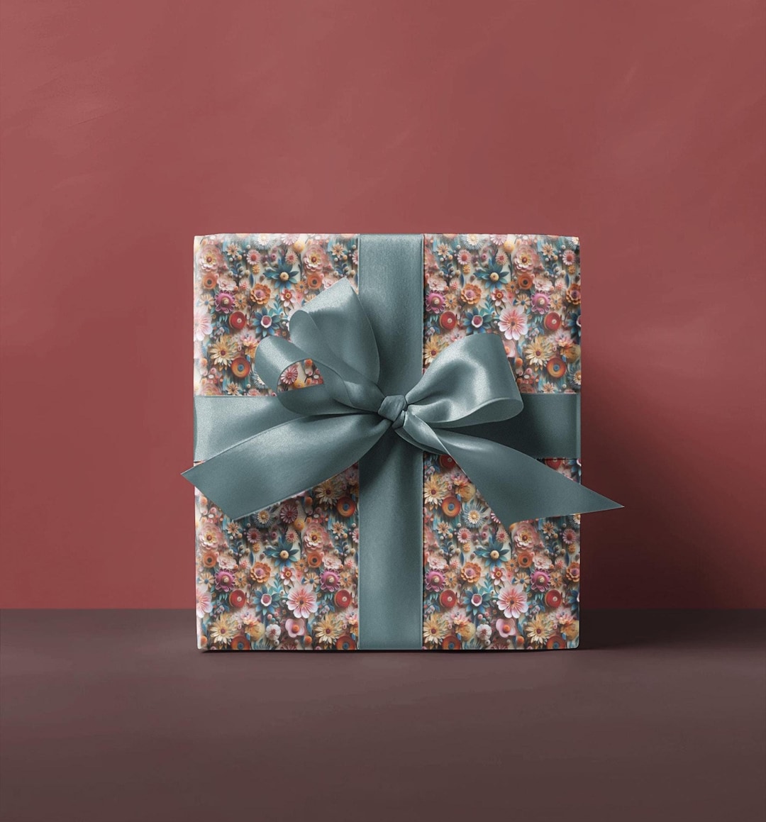 Floral Garden Gift Wrap Vivid Flower Paper Bouquet Wrapping Paper Roll ...