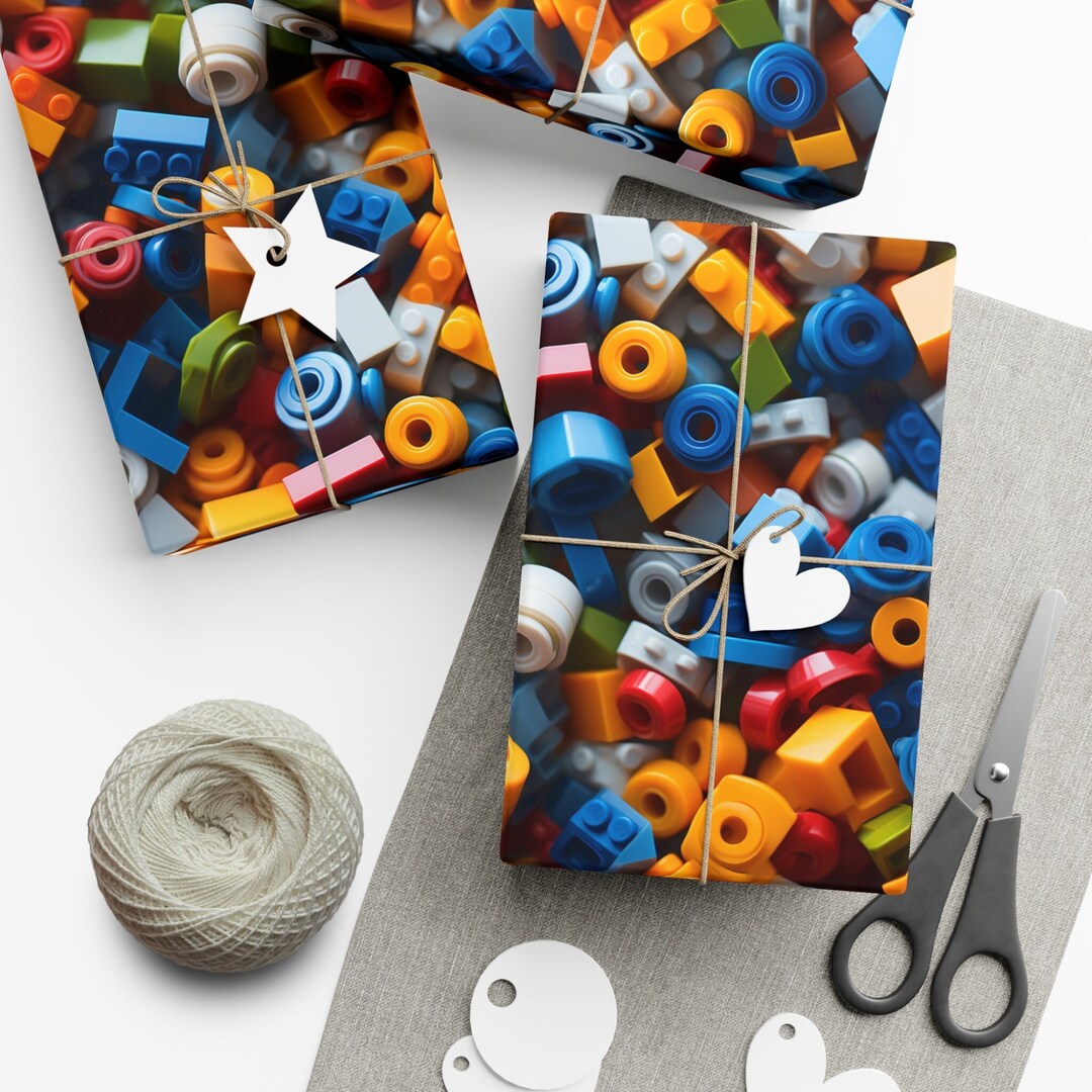 Lego Wrapping Paper Colorful Building Block Gift Wrap Paper Plastic ...
