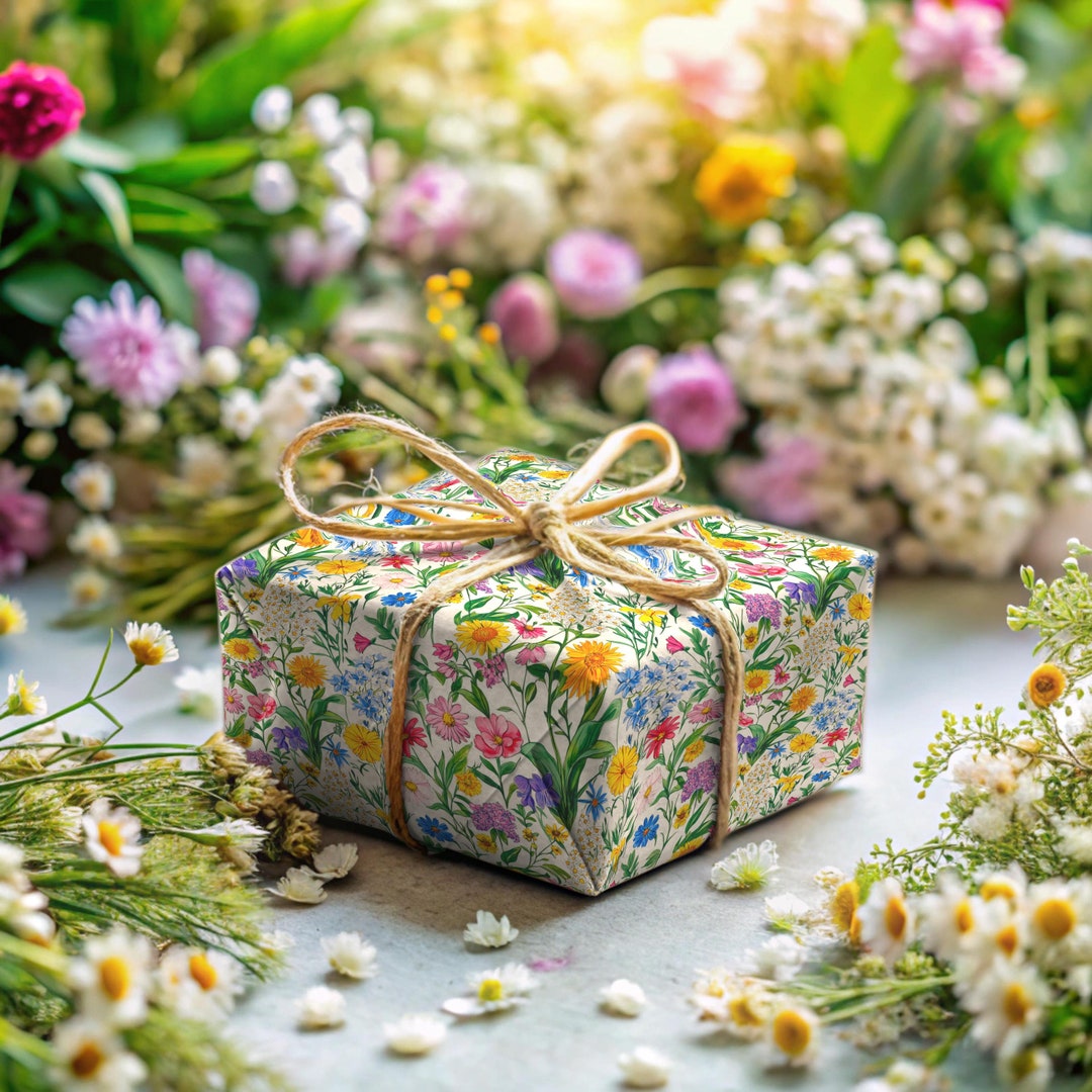 Wildflower Wrapping Paper: Vintage Floral Gift Wrap, Spring Flower ...