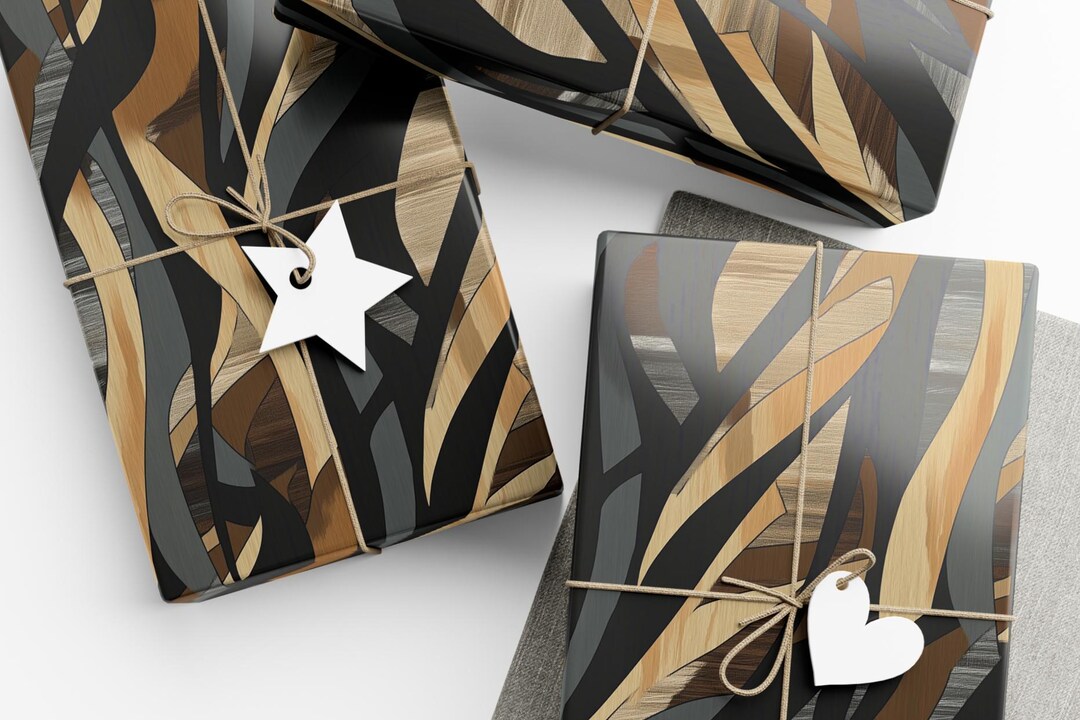 Wood Grain Wrapping Paper: Modern Art Deco Gift Wrap - Etsy