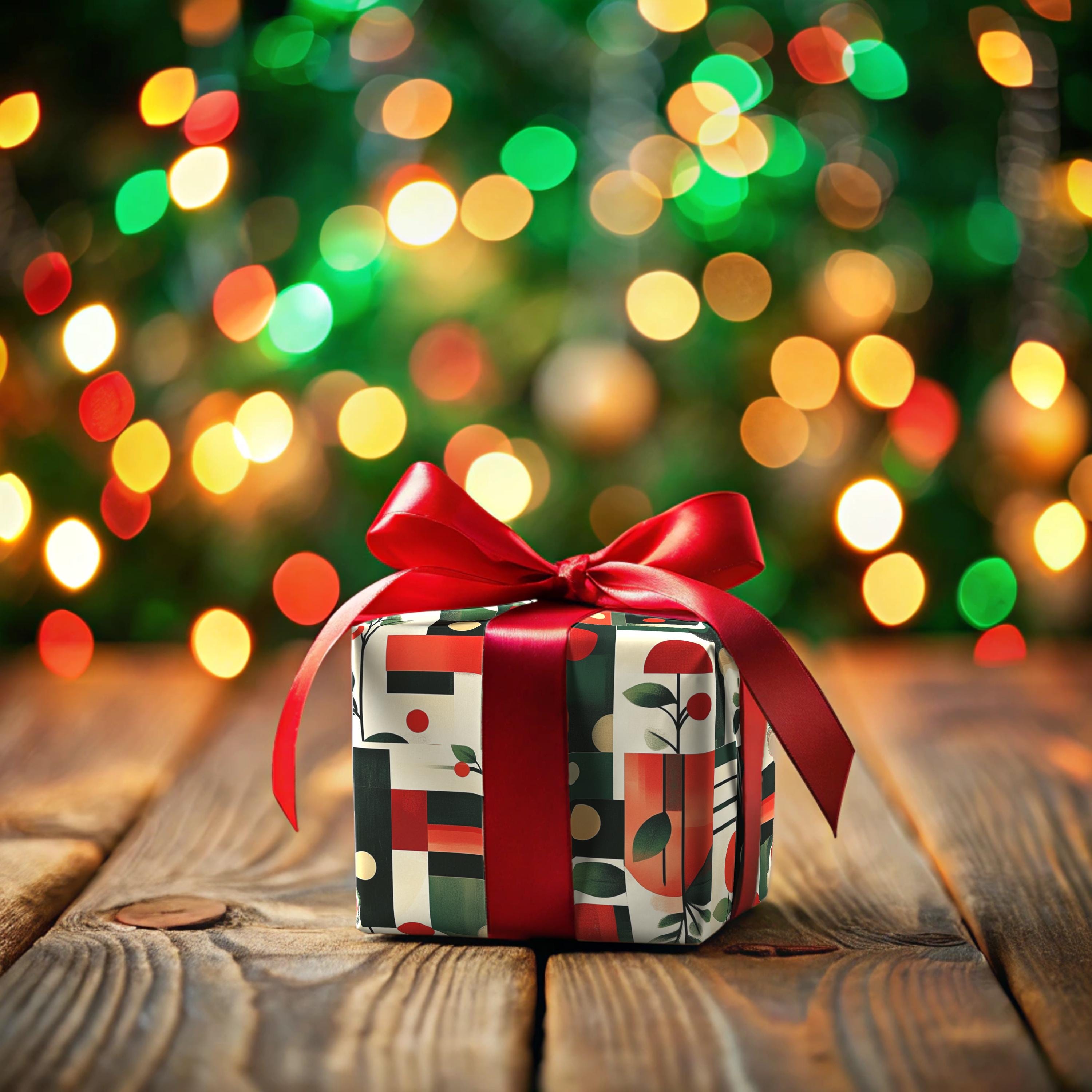 Modern Art Christmas Wrapping Paper Geometric Gift Wrap Abstract ...