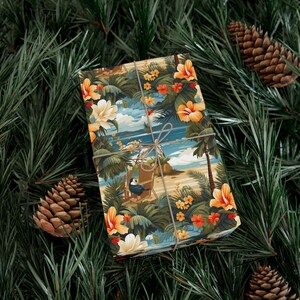 Tropical Paradise Wrapping Paper Exotic Beach Gift Wrap Floral Island ...