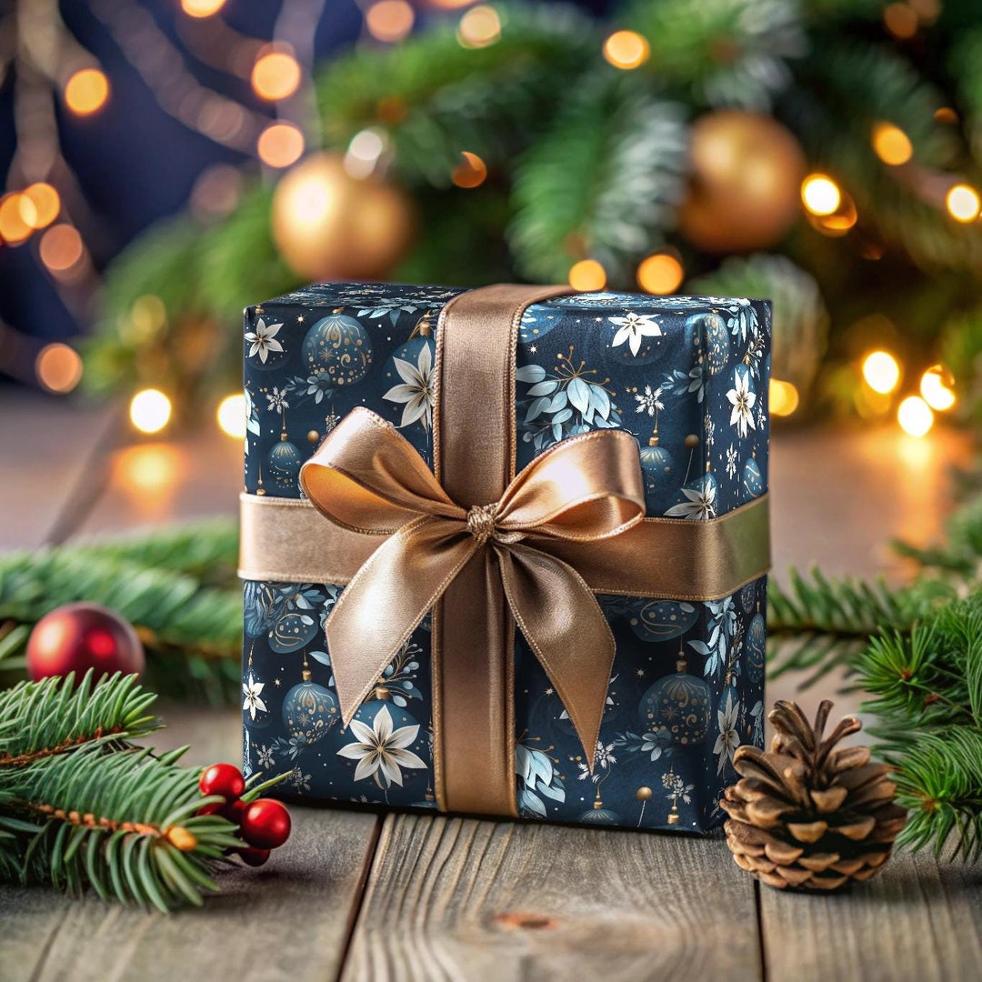 Christmas Wrapping Paper Holiday Ornament Flower Gift Wrapping Paper ...