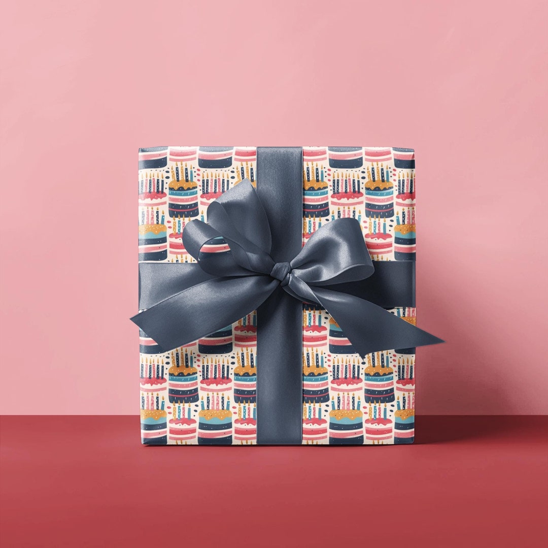 Birthday Cake Wrapping Paper Celebration Gift Wrap Party Cake Design ...