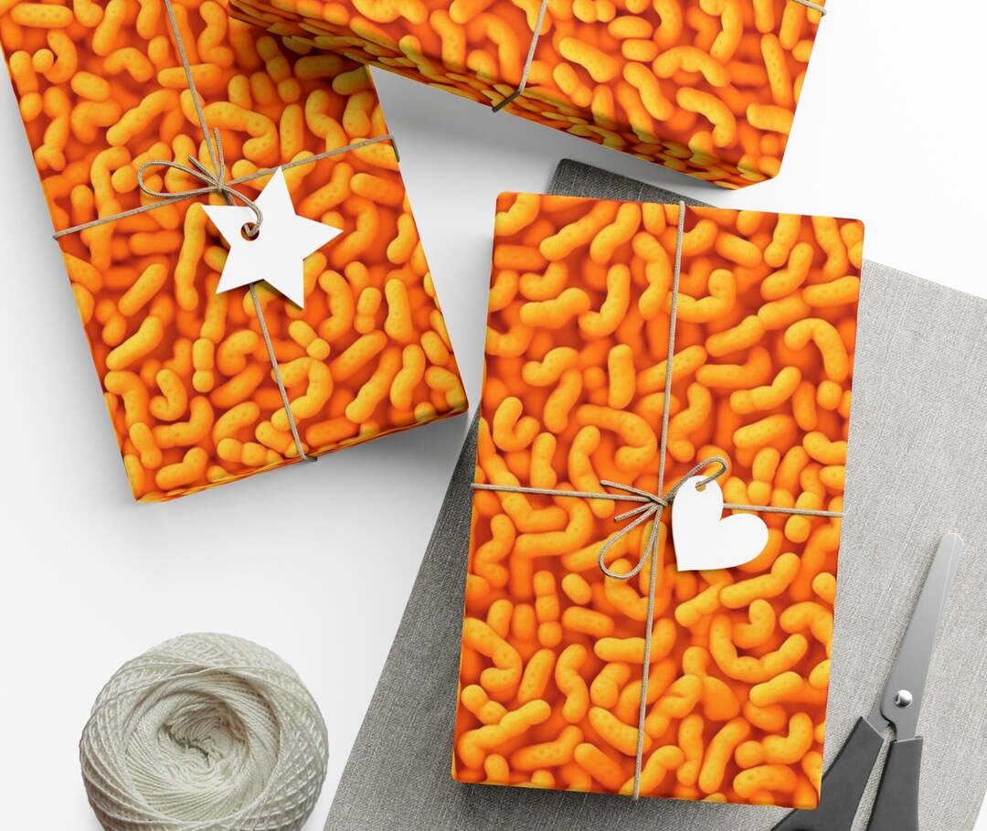 Cheese Puff Wrapping Paper Orange Cheese Chips Gift Wrap W Closeup ...