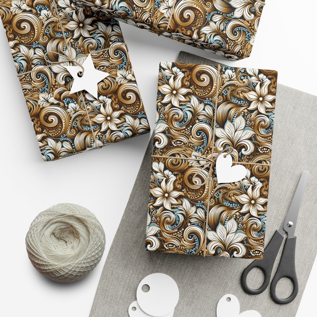Elegant Baroque Gift Wrap Paper Vintage Floral Wrapping Paper Classic ...