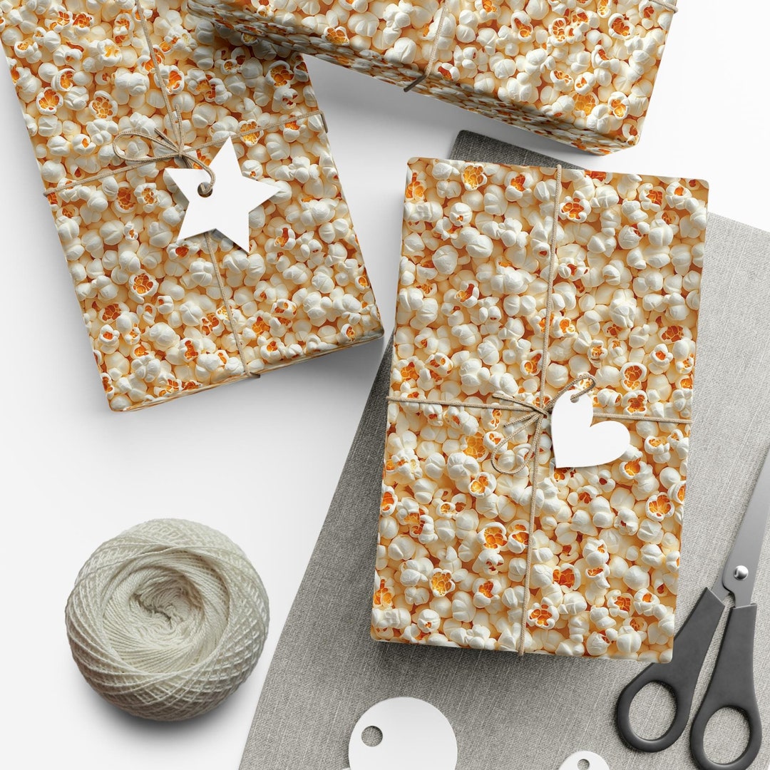 Popcorn Wrapping Paper Fun Gift Wrap Foodie Gift Wrap Snack Paper Party ...