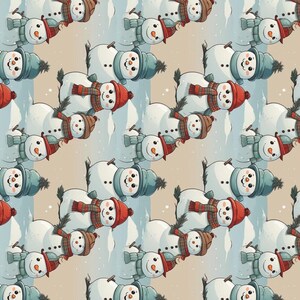 Large Print Cheerful Snowmen Wrapping Paper Adorable Snowman Christmas ...