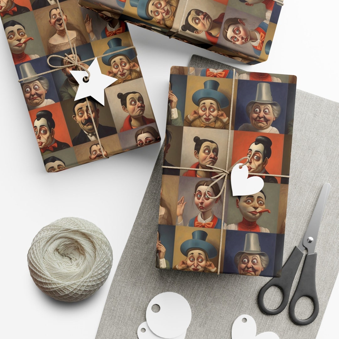 Fantastical Celebration Wrapping Paper Colorful Cartoon Characters ...