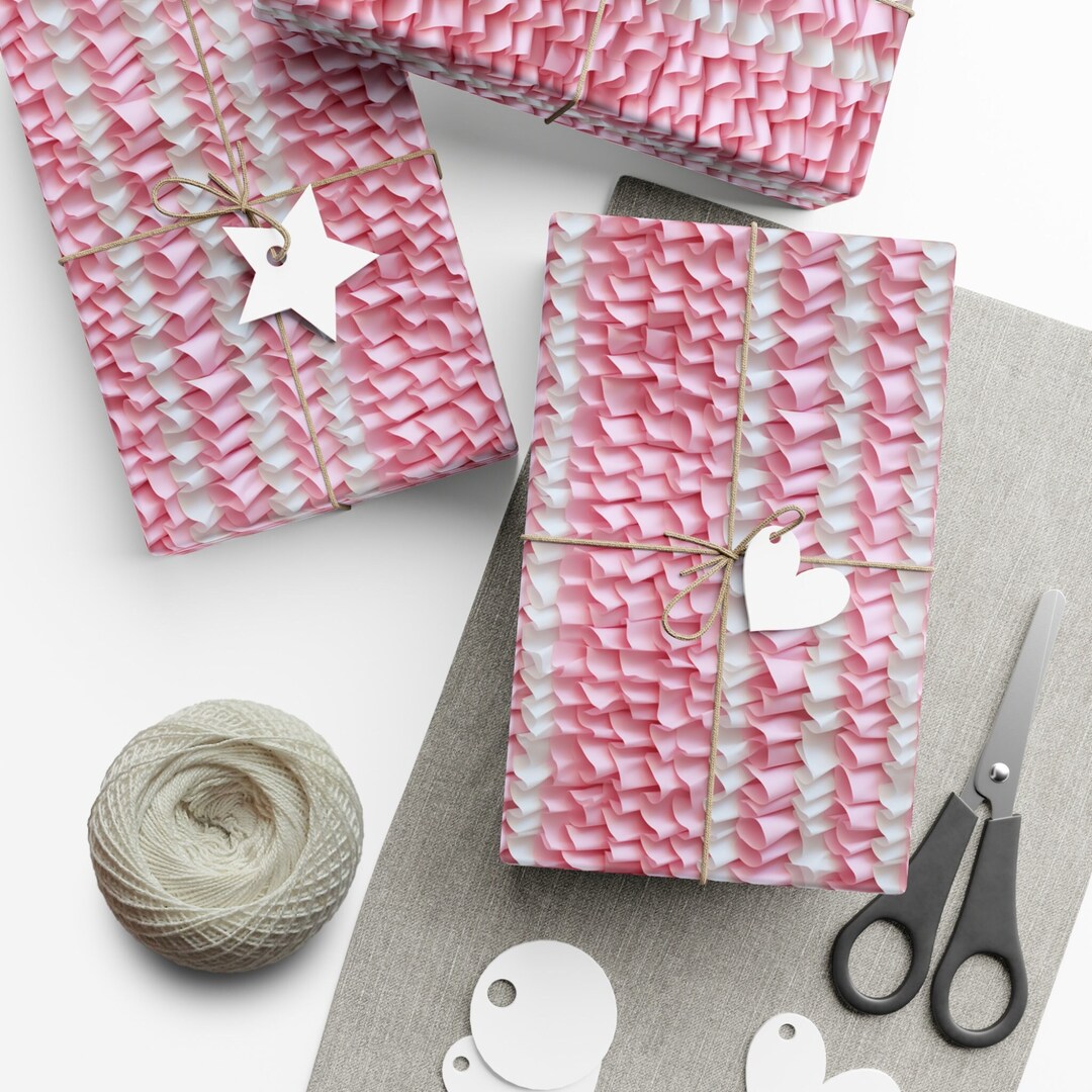 Baby Shower Wrapping Paper Gift Wrap With Ruffled Fabric Macro Design ...