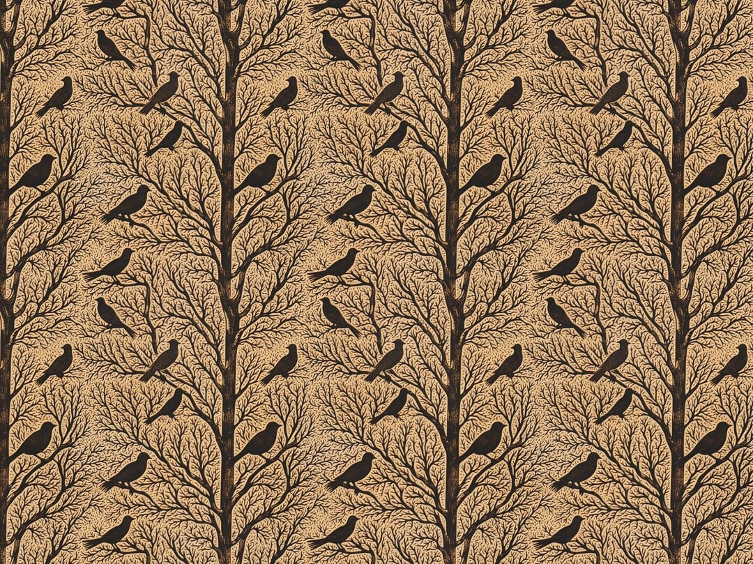 Beige Blackbirds Gift Wrap Paper Tan Wrapping Paper Bird Lover Gift ...