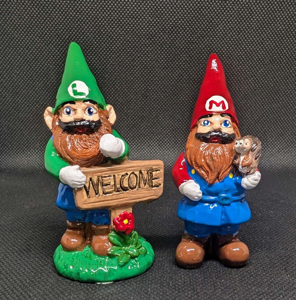 Pair of Hand Painted Mario and Luigi Gnomes - Etsy