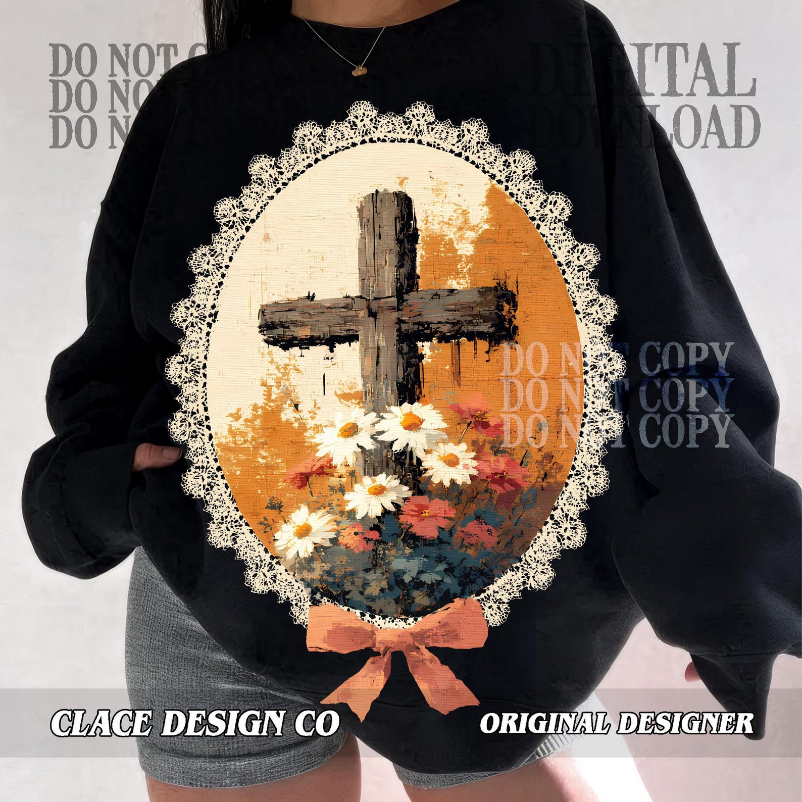 Vintage Thrifted Christian Cross Png, Grandma Core Floral Cottagecore ...
