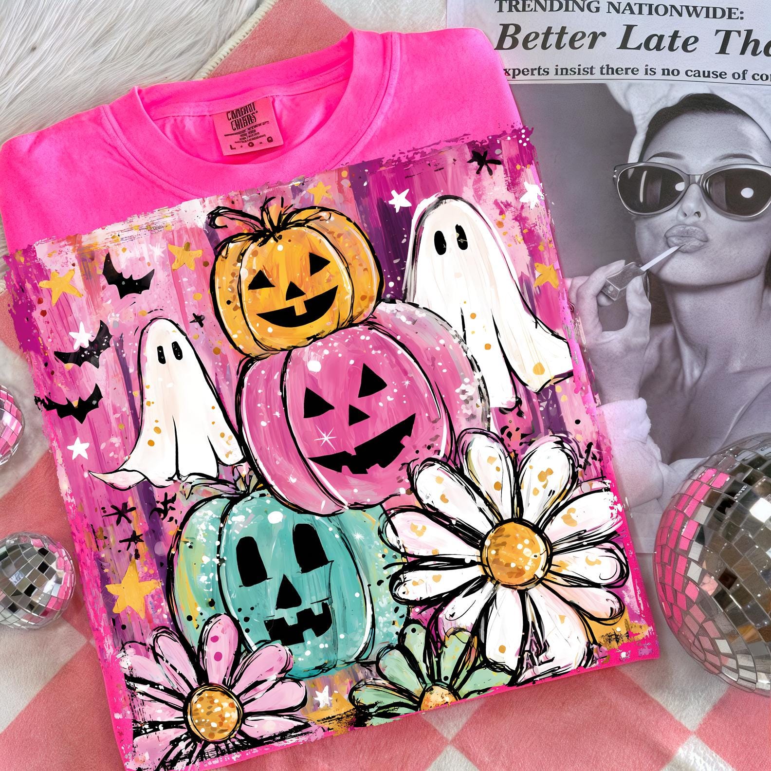 Preppy Halloween Ghost Png, Boho Pumpkin Sublimation, Pastel Halloween ...
