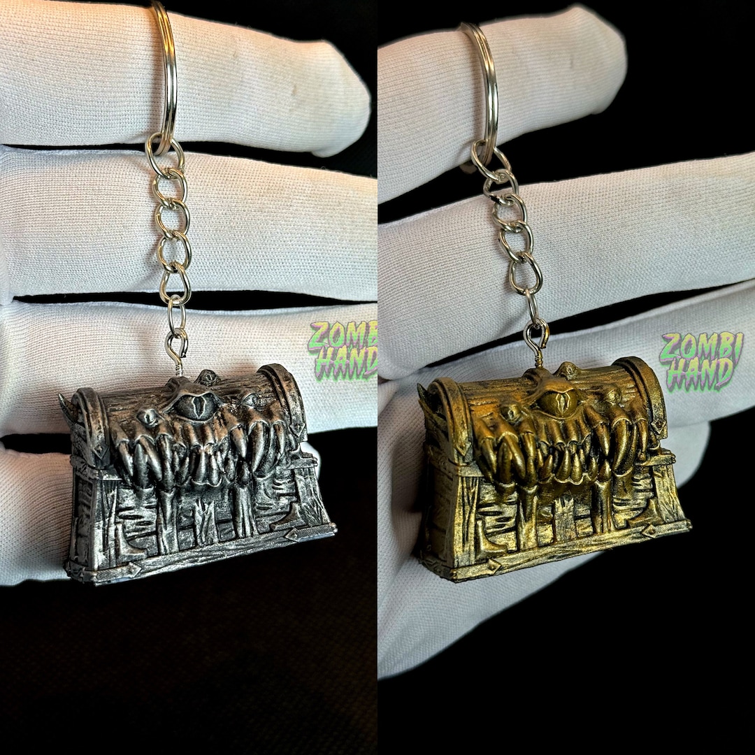Mimic Miniature Treasure Chest Keychain, Dnd Mini Keychains,rpg ...