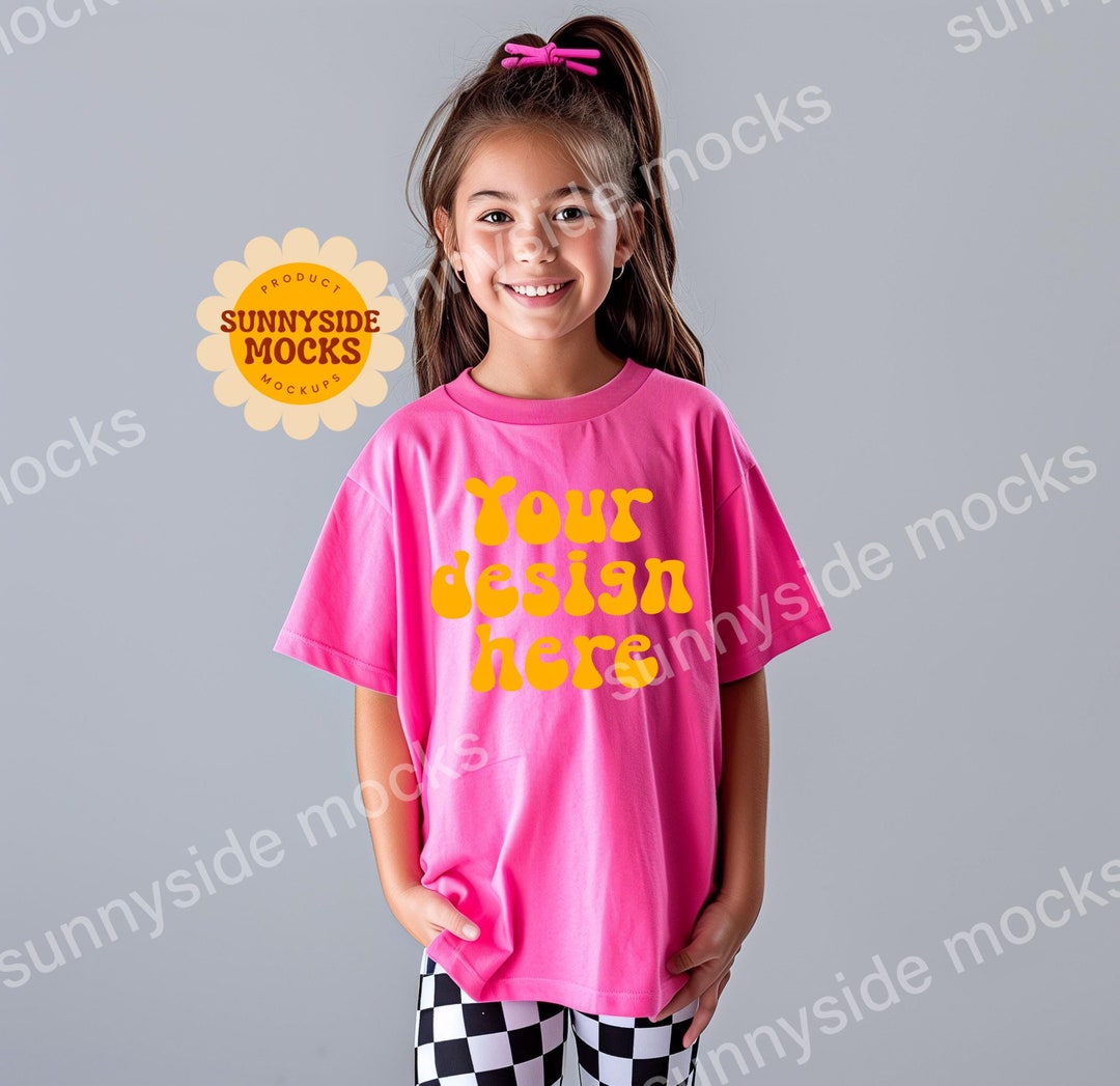 Rabbit Skins 3321 Mock, Kids Hot Pink T Shirt Mock Up, Toddler Mockup ...
