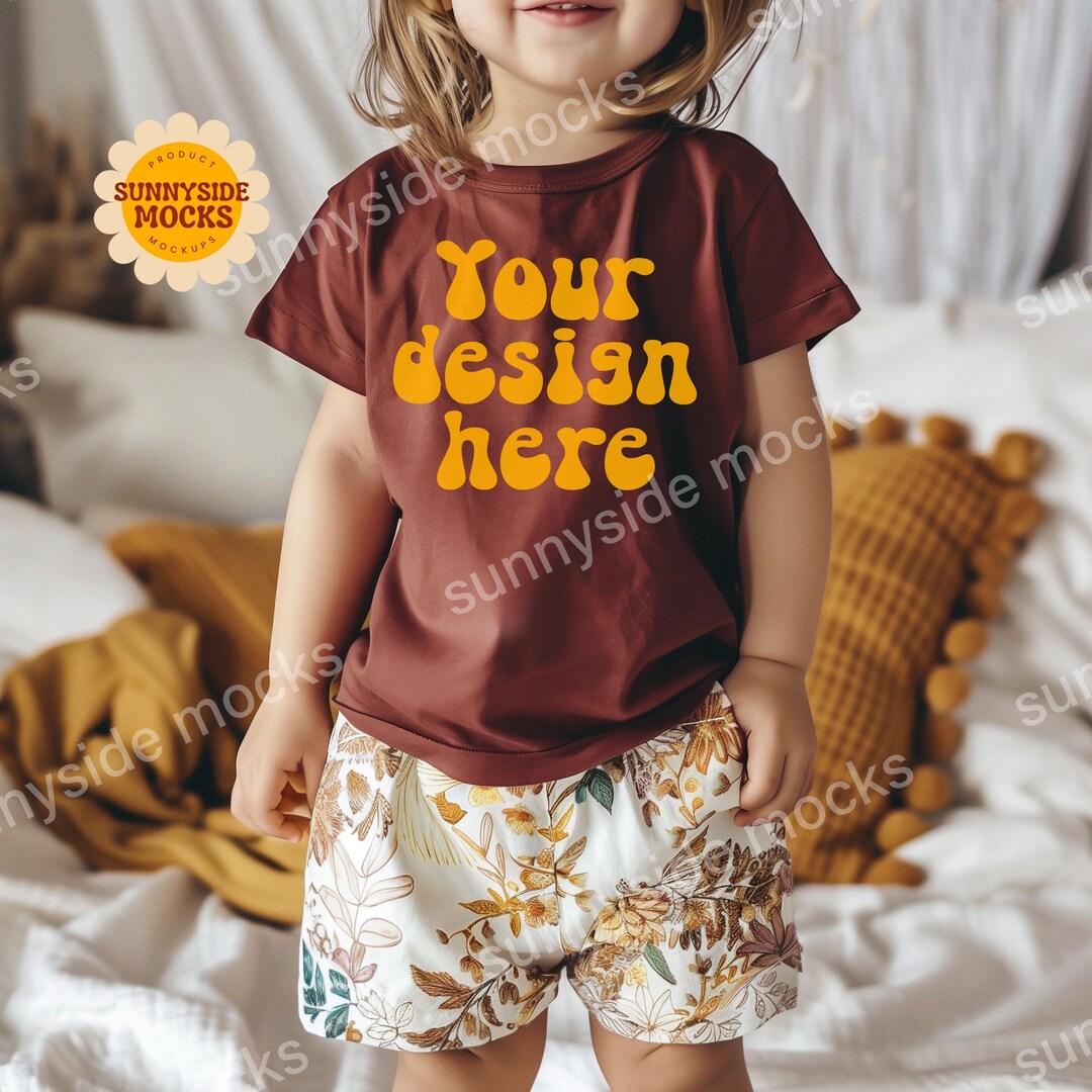 Rabbit Skins 3321 Mock, Kids Maroon T Shirt Mock Up, Toddler Front of ...