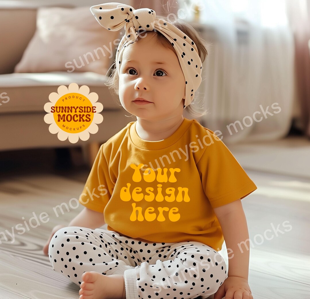 3301t Rabbit Skins Mock, Kids Gold T Shirt Mock Up, Toddler Mockup ...