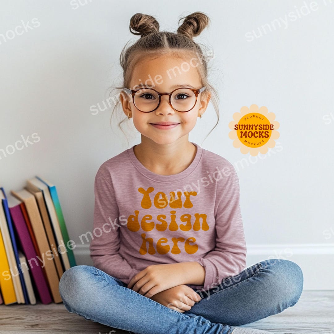 Bella Canvas 3501Y Mock, Kids Heather Mauve Shirt Mock Up, Youth Mock ...