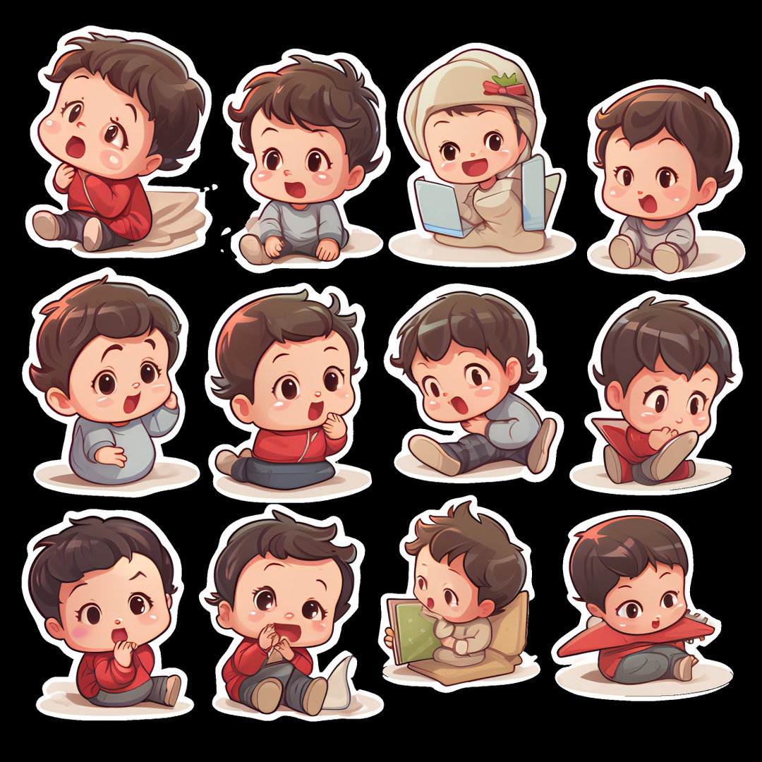 Printable Cute Cartoon Baby Stickers - Etsy