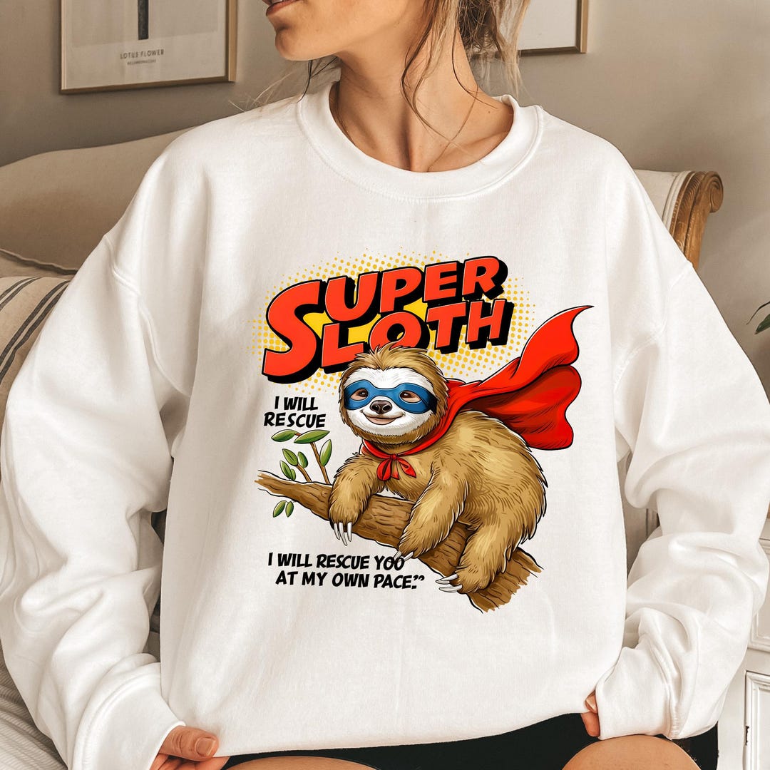 Super Sloth Sweatshirt, Funny Sloth Sweatshirt, Cute Sloth Sweatshirt ...