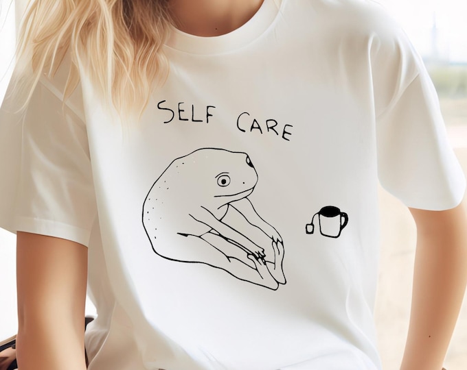 Funny Frog Self Care Sticker, Funny Frog Self Care Retro Sticker, Funny ...