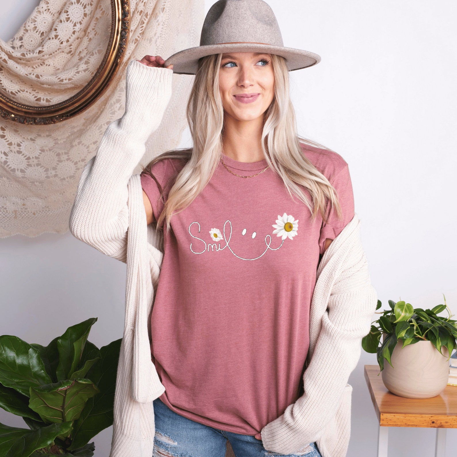 Daisy Smile Face Shirt,daisy Flower Smile Tshirt, Summer Women Gift Tee ...