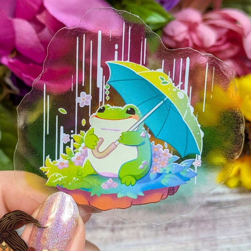 Clear Vinyl Frog Sticker - Etsy UK