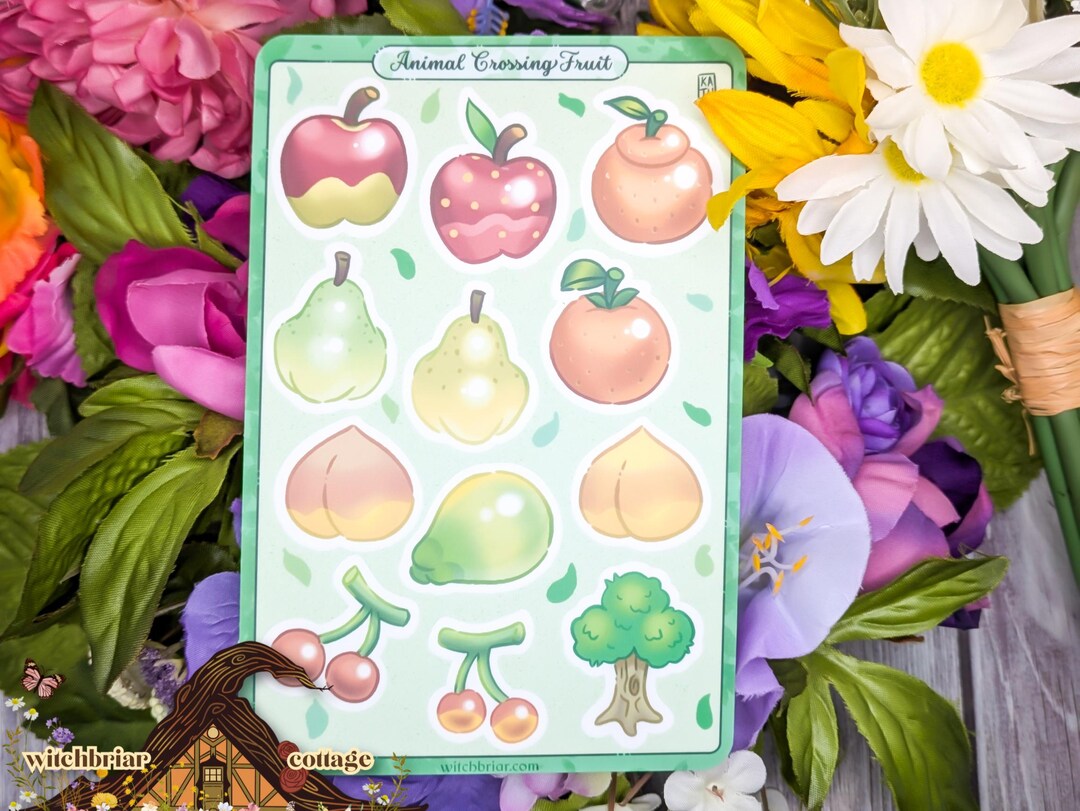 ACNH Island Fruits, Perfect Fruit, Adorable 4x6 Vinyl Sticker Sheet for ...