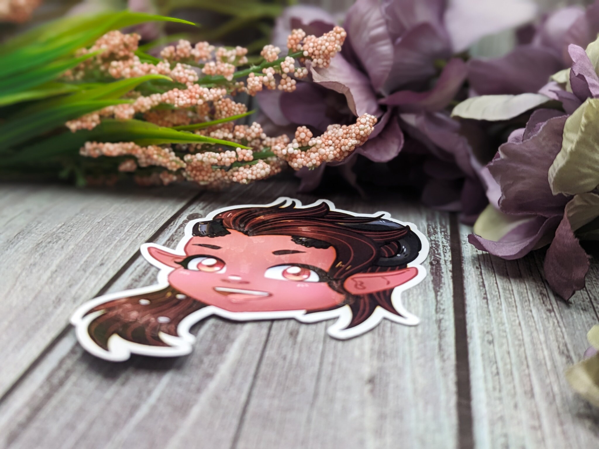 Chibi Tiefling Barbarian Sticker, Cute Demon Girl Stickers, RPG ...