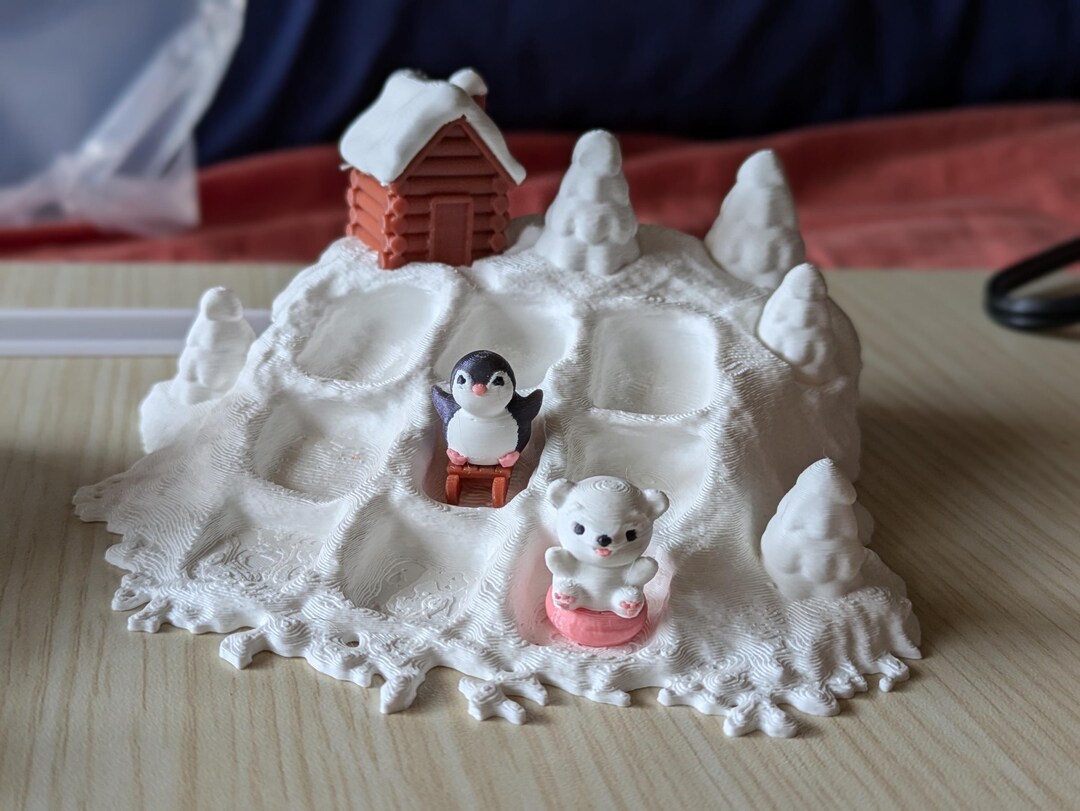 Sledding Tic Tac Toe Board - 3D Printed Cute Winter Snow Hill With ...