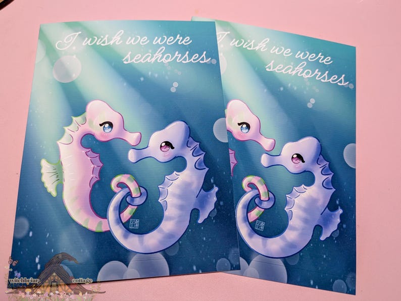 Valentine's Day Seahorses Card: Quirky Fun Christmas Holiday Cards - Etsy