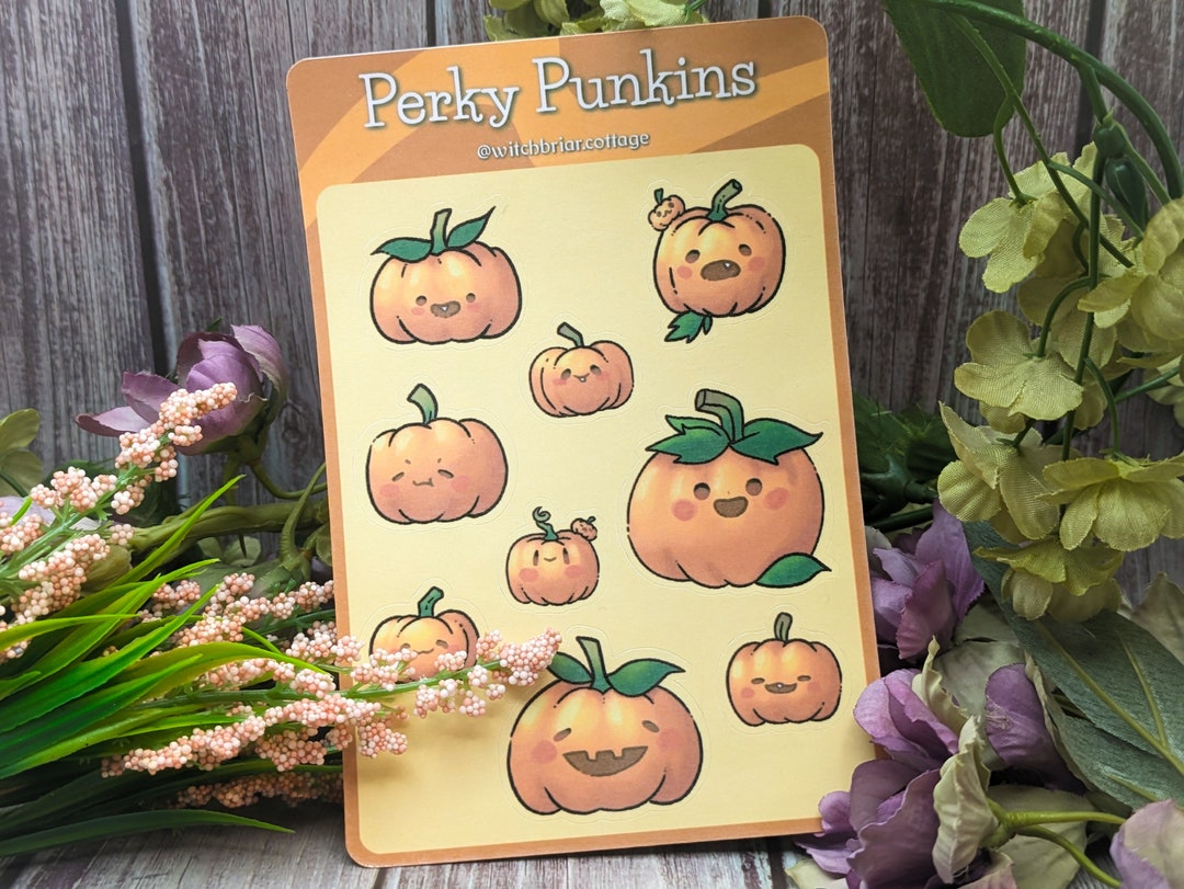 Perky Pumpkins Sticker Sheet, Cute Halloween Stickers - Etsy