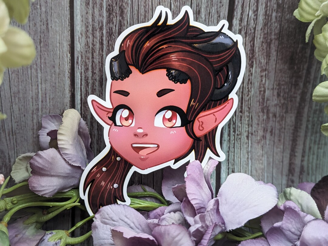 Chibi Tiefling Barbarian Sticker, Cute Demon Girl Stickers, RPG ...