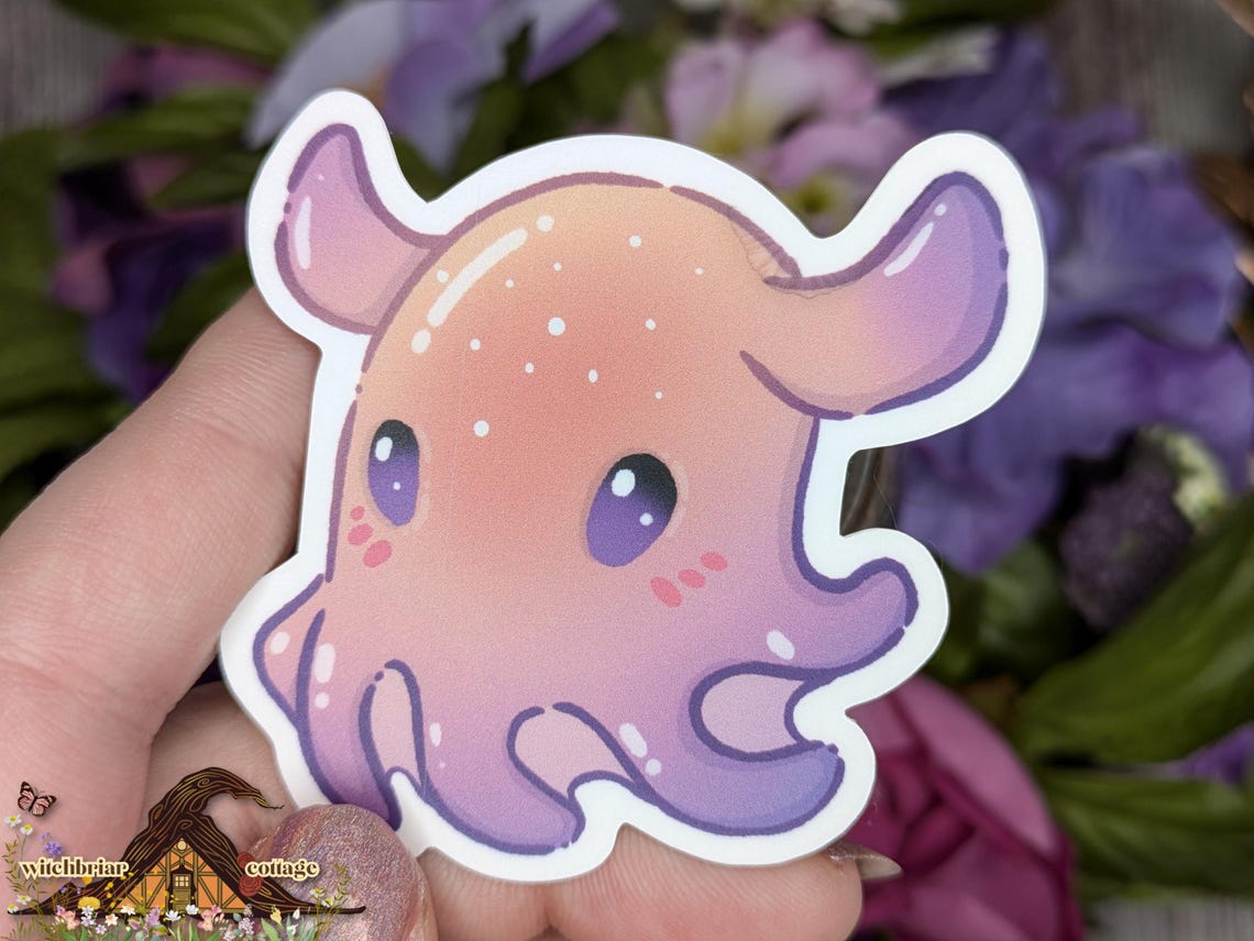 Carl the Dumbo Octopus, Cute Kawaii Vinyl Sticker for Laptop or Tablet ...