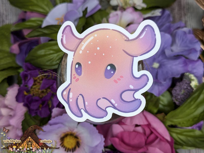 Carl the Dumbo Octopus, Cute Kawaii Vinyl Sticker for Laptop or Tablet ...