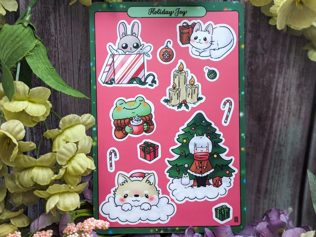 Holiday Joy Sticker Sheet Matte, Glossy, Holographic Cute Yule ...
