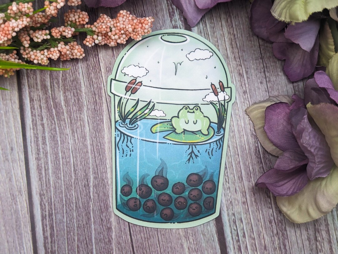 Swamp Boba Sticker, Frogs and Tadpoles, Goblincore, Nature Stickers ...