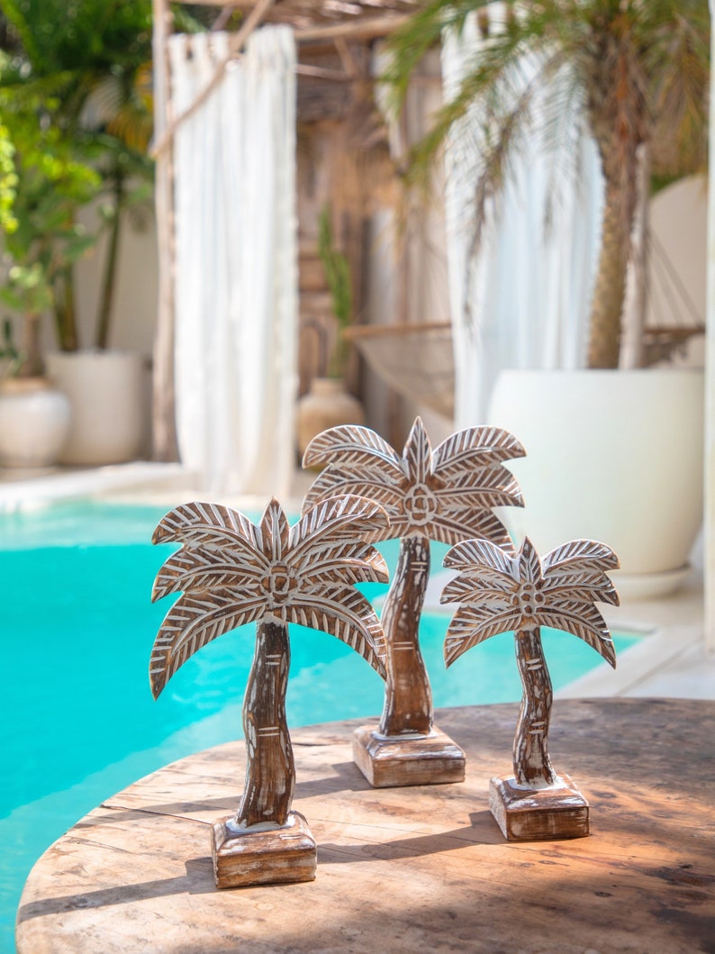 Bali Home Decor Wooden Palm Trees - Etsy