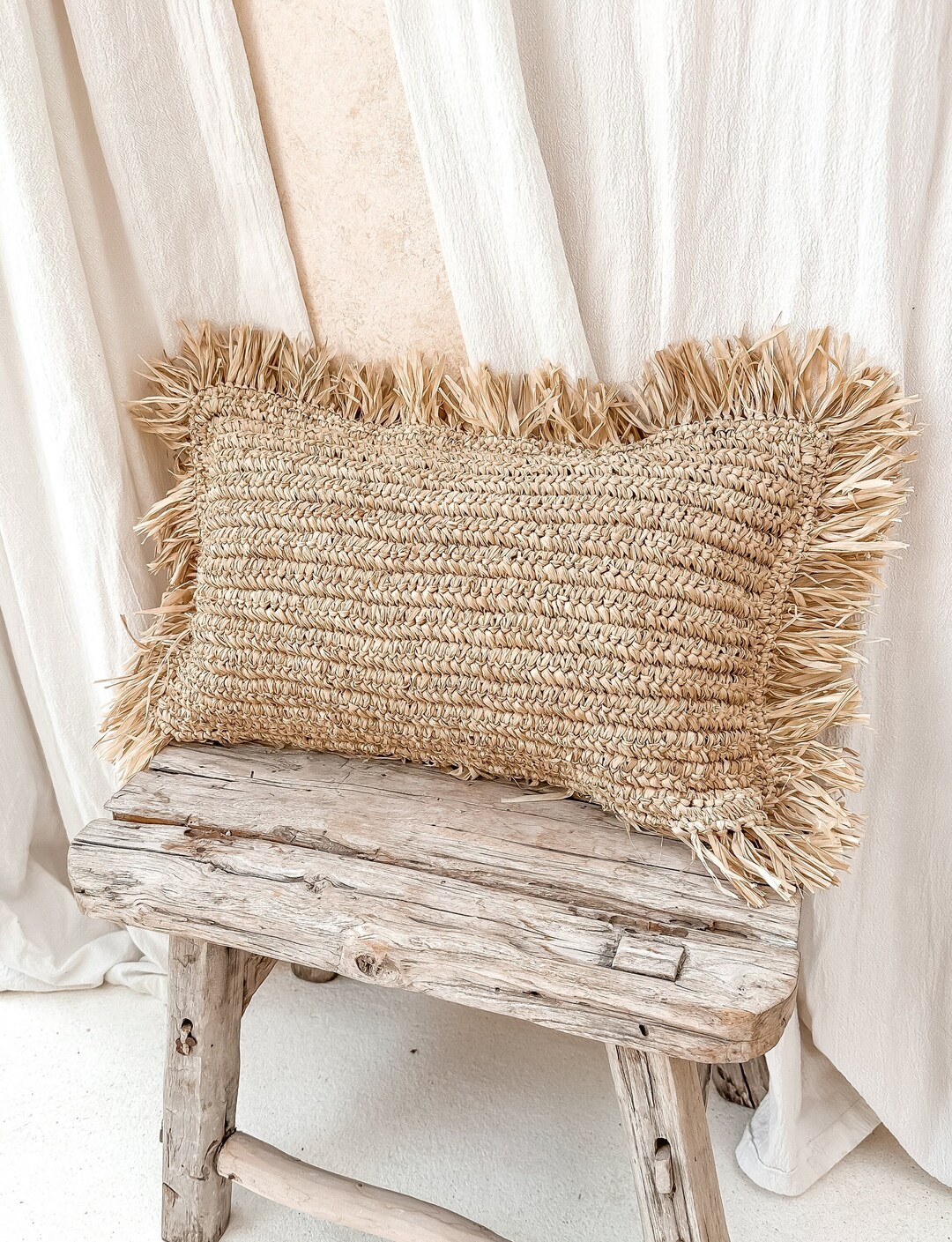Raffia Rectangular Pillow Cover - Etsy