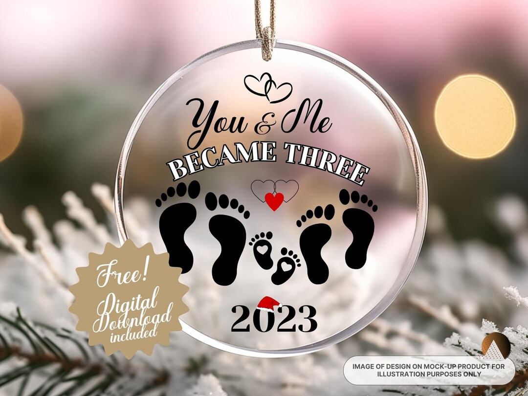 Family of Three Footprint Christmas Ornament Baby's First Christmas ...