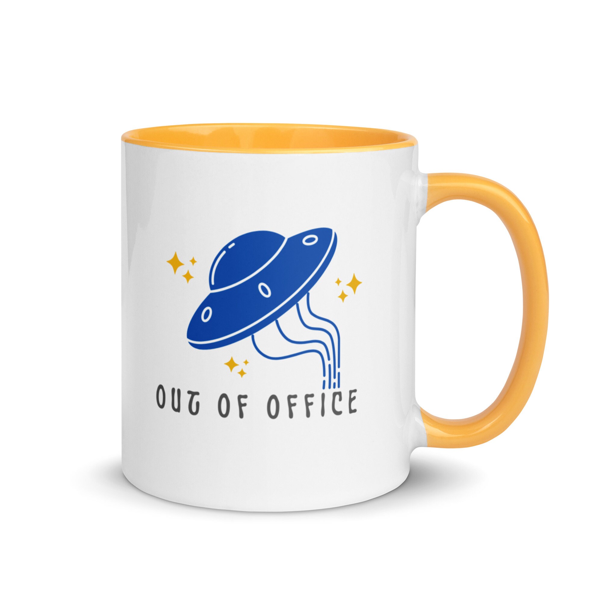 Out of Office Coffee Mug With Color Inside Flying Saucer Cartoon ...