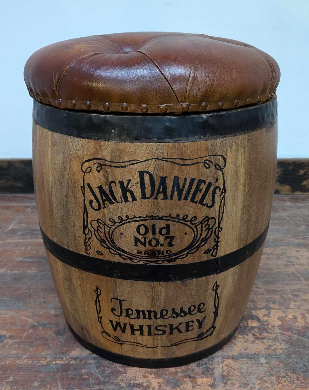 Jack Daniels / Guinness Barrel Stool With Removeable Leather Seat - Etsy