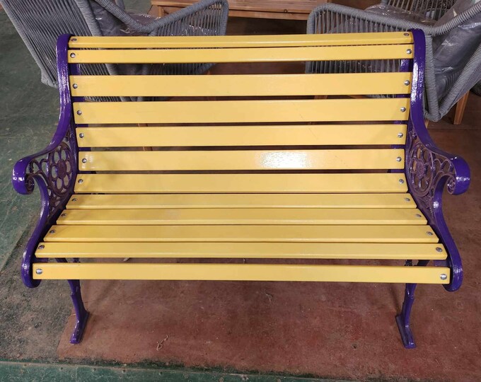 Painted Cast Iron and Timber Garden Bench - Etsy UK