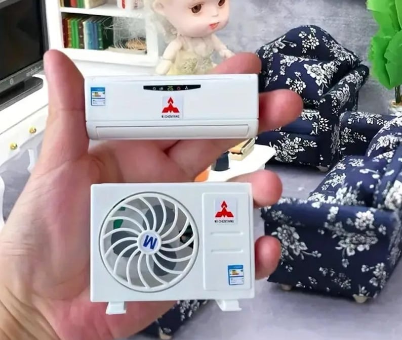 Miniature Dollhouse Mini Split Air Conditioner, Box Fan, Wall Fan, Heat ...