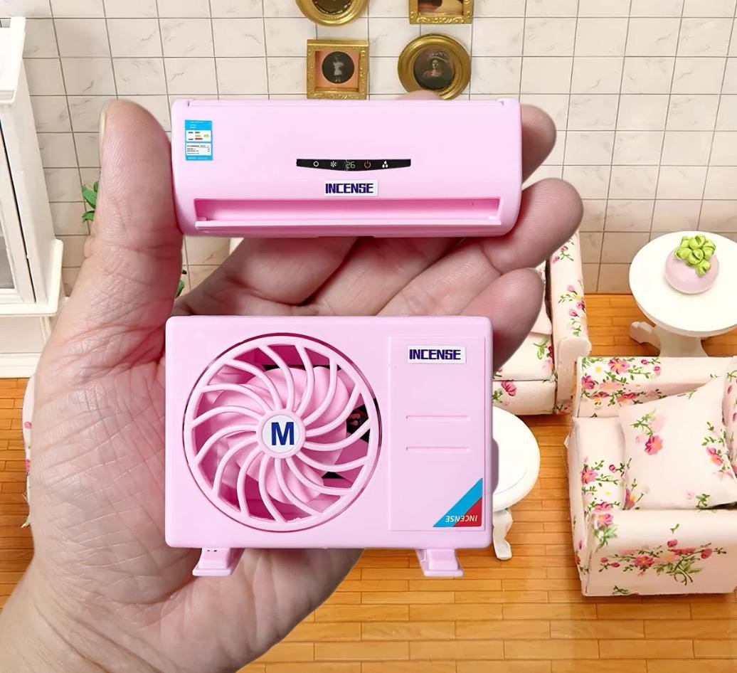 Miniature Dollhouse Mini Split Air Conditioner, Box Fan, Wall Fan, Heat ...