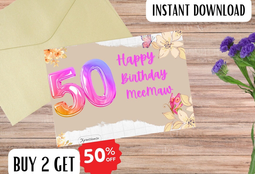 Printable Birthday Cards Cute Birthday Cards for Her Meemaw - Etsy
